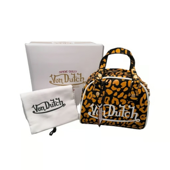Von Dutch | Bags | Nwt Von Dutch Orange Cheetah Bowling Crossbody ...